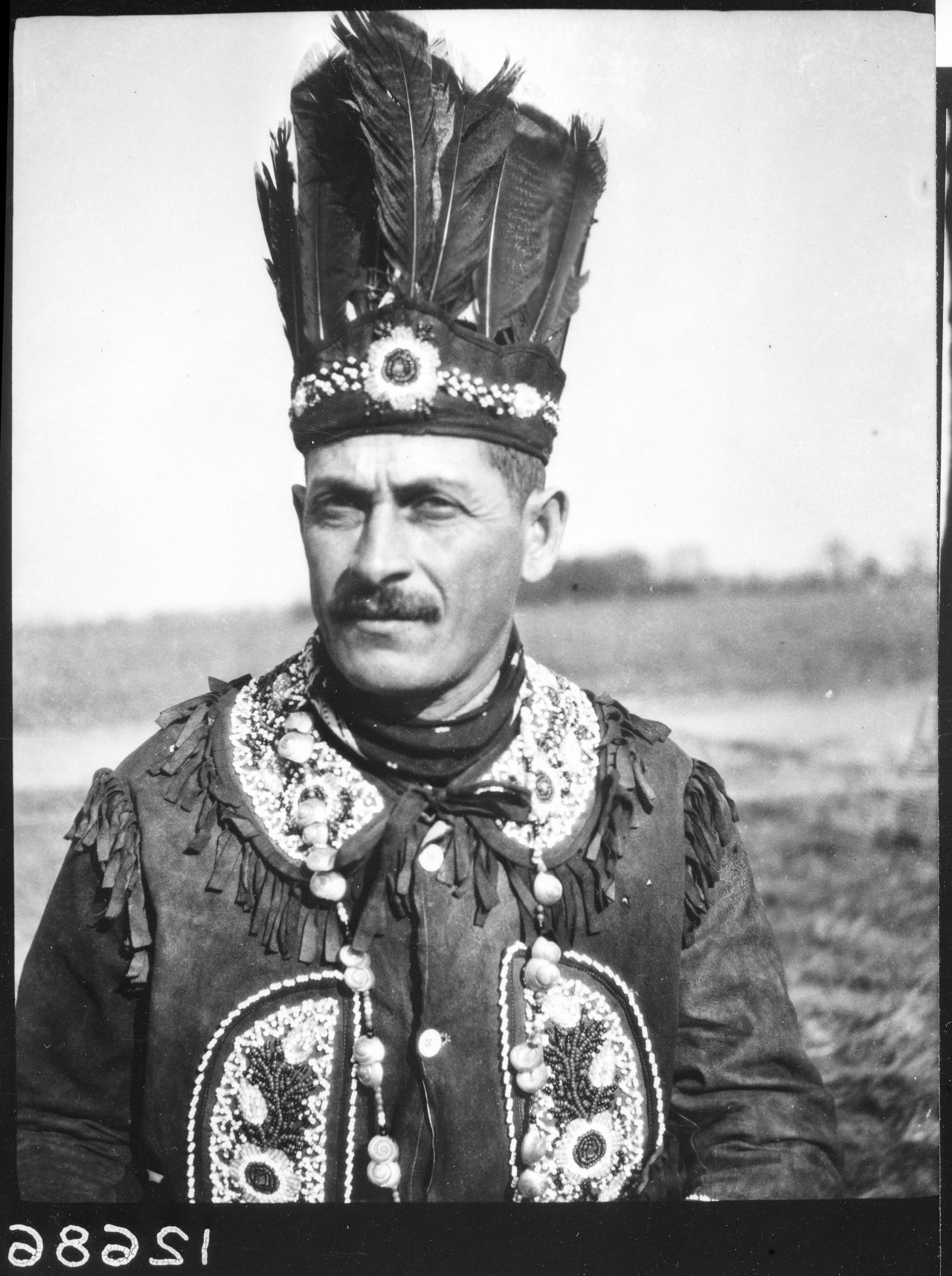Portrait of Chief George with Headdress – Rappahannock Indian Tribe